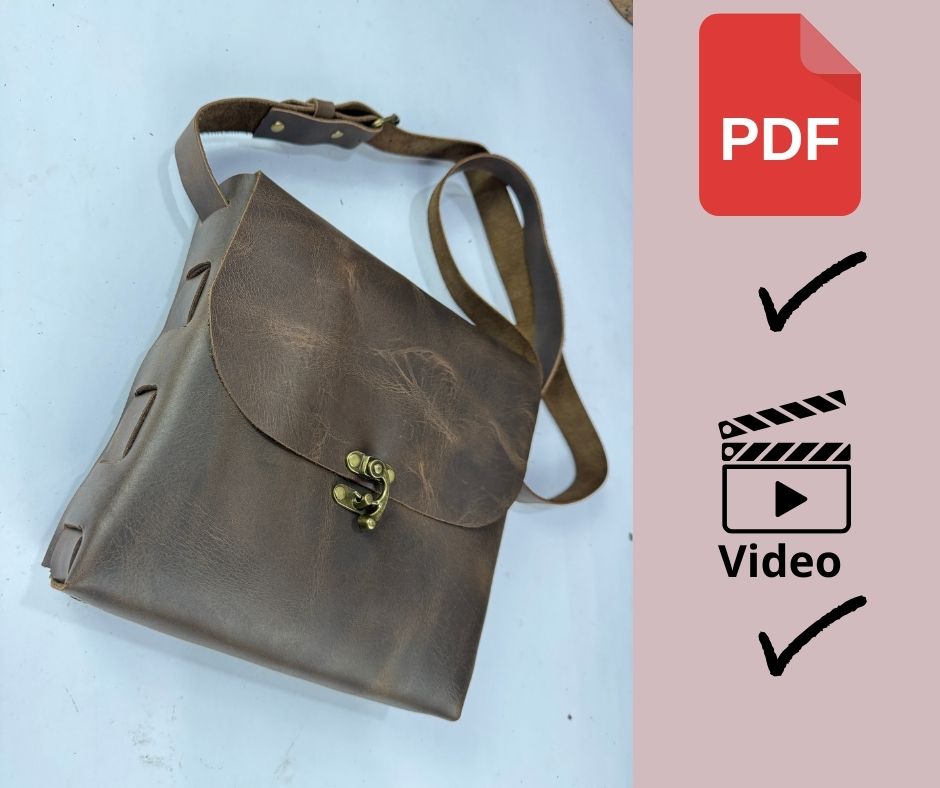 Patrón digital PDF Y Vídeo Tutorial (Bolso manos Libre) – Tutoriales de Cuero